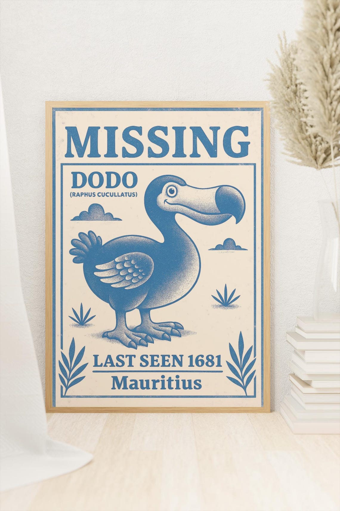 Vintage Missing Dodo Poster: Blue Extinct Bird Printable Wall Art ...