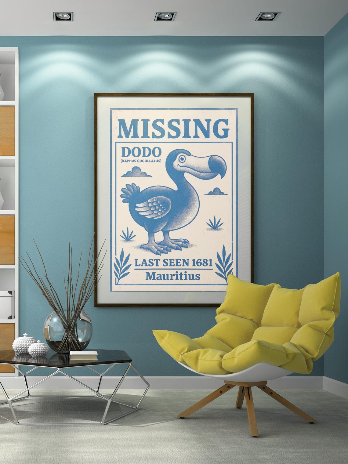 Vintage Missing Dodo Poster: Blue Extinct Bird Printable Wall Art ...