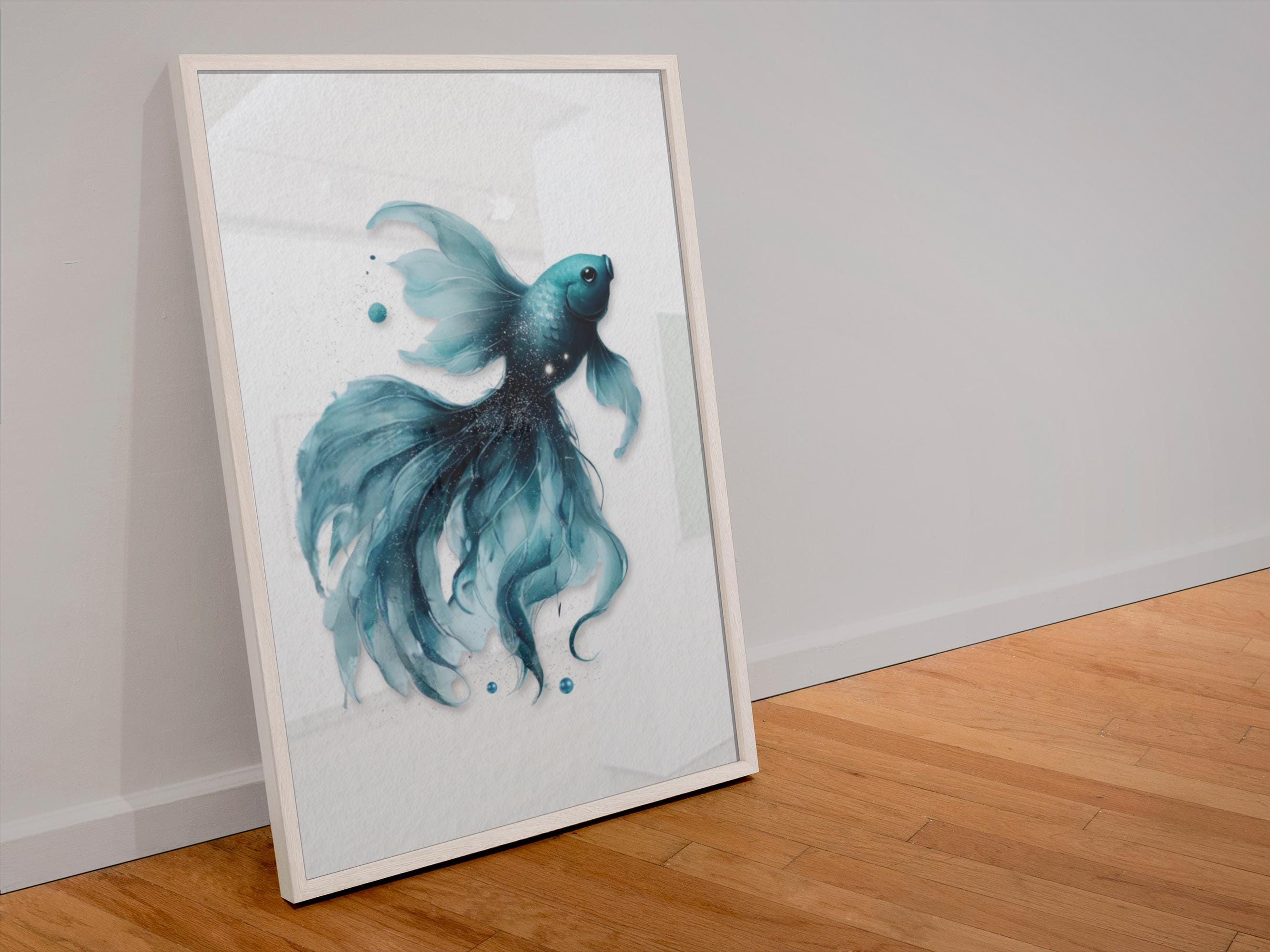 Teal Fish Trio Watercolor Art Prints: Coastal Wall Decor (digital ...