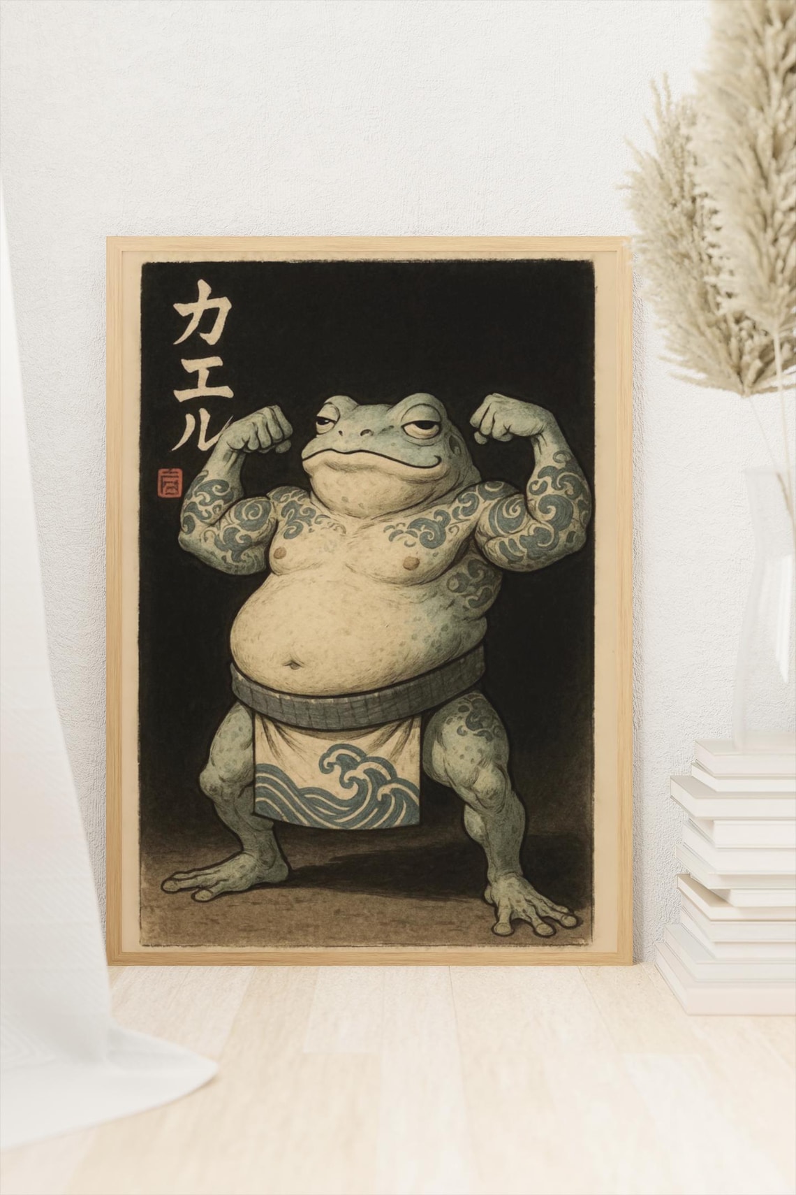 Frog Sumo Wrestler Print: Japanese Tattoo Art, Funny Bodybuilding ...