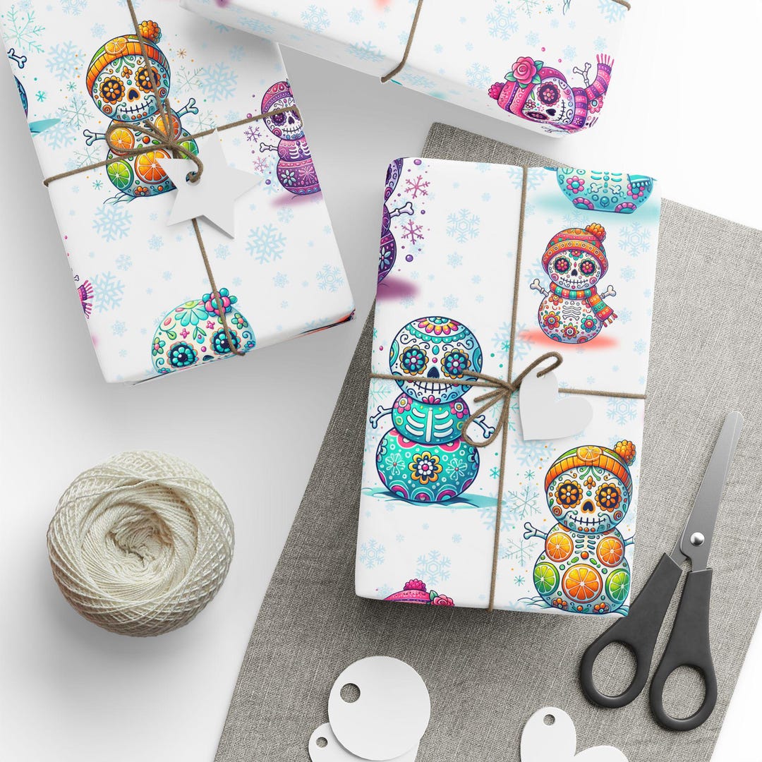 Wrapping Papers, Funny and Coloring Snowmen Gift Wrap, Christmas ...