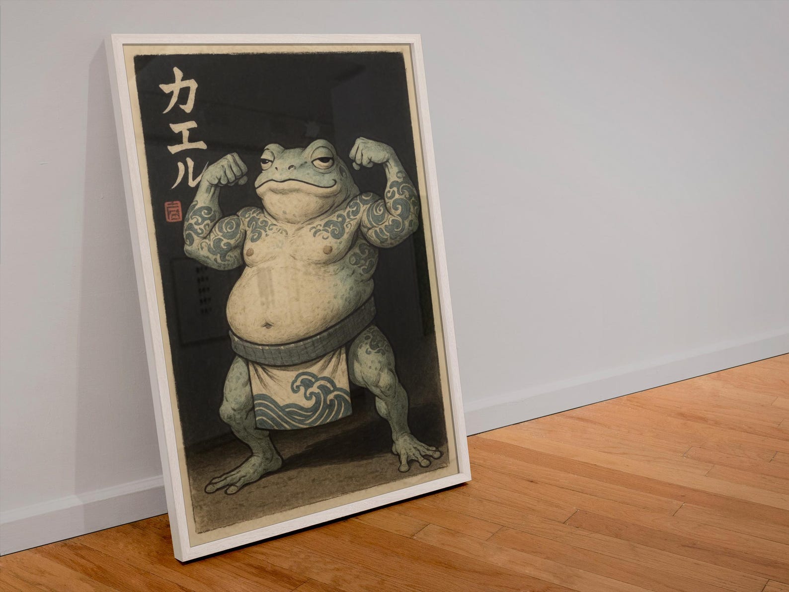 Frog Sumo Wrestler Print: Japanese Tattoo Art, Funny Bodybuilding ...