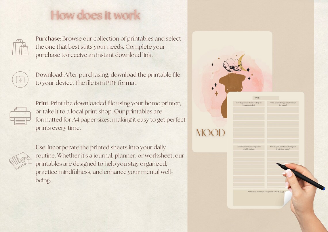 Mood Journal Prompts Mental Health Journal Therapy Journal Anxiety ...