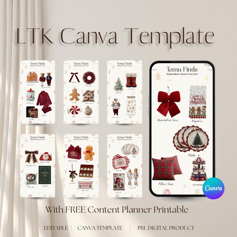 LTK Canva Template Christmas Temu Guide. Editable Instagram Layout for ...
