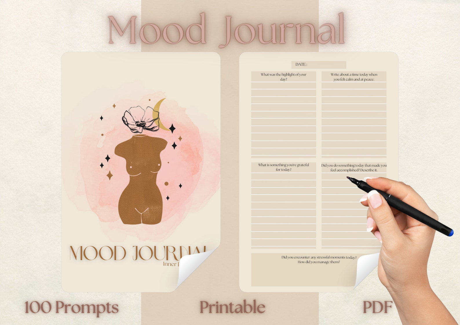 Mood Journal Prompts Mental Health Journal Therapy Journal Anxiety ...