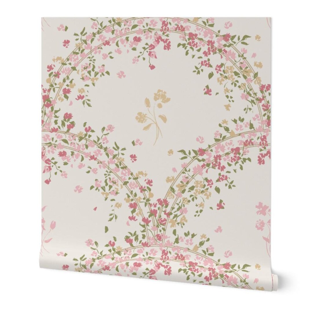 Rose Arbor Trellis Wallpaper Rose Gold Floral Wallpaper Botanical ...