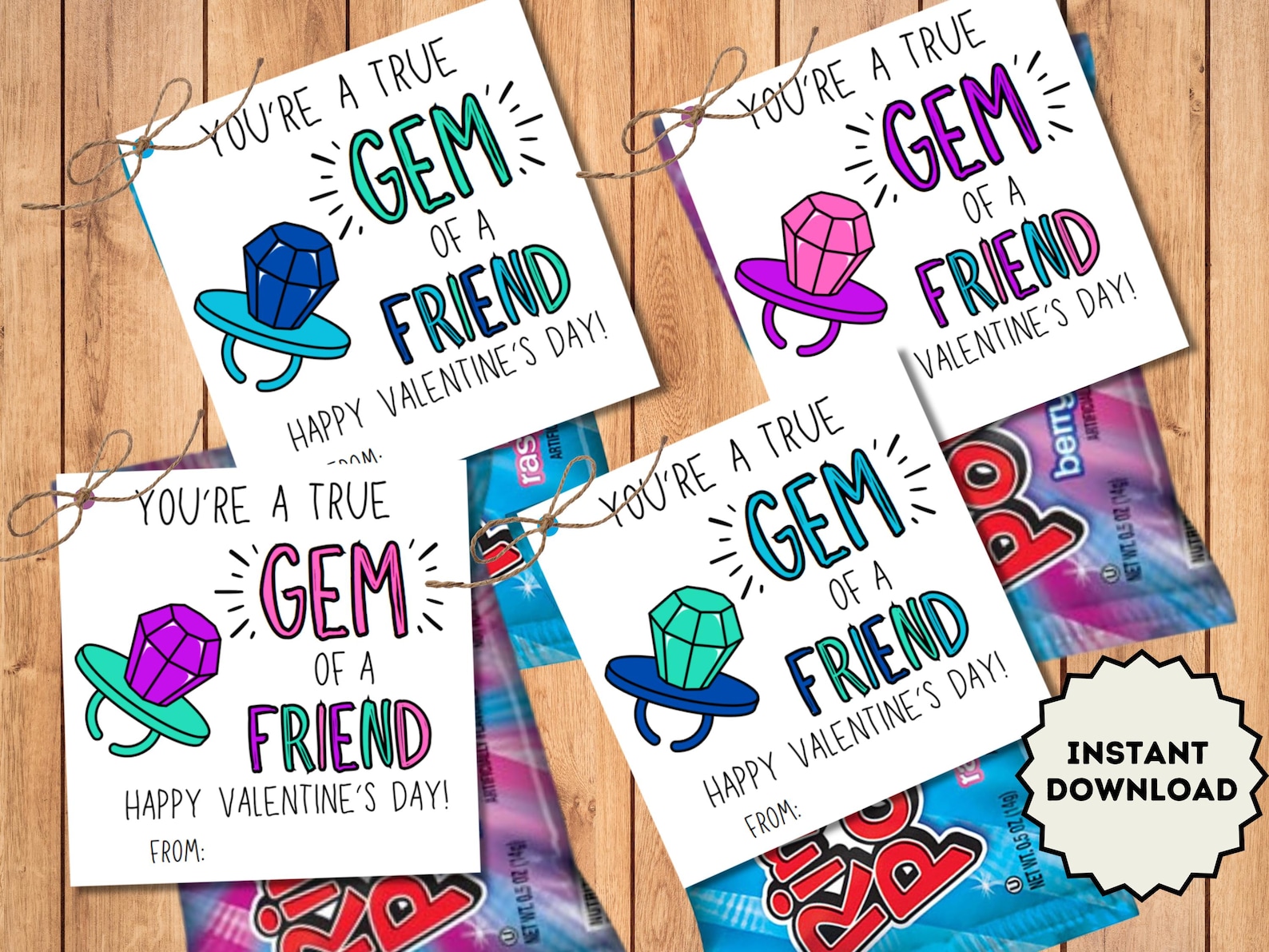 PRINTABLE Valentine Card, Ring Pop Valentine Card, Printable Classroom ...