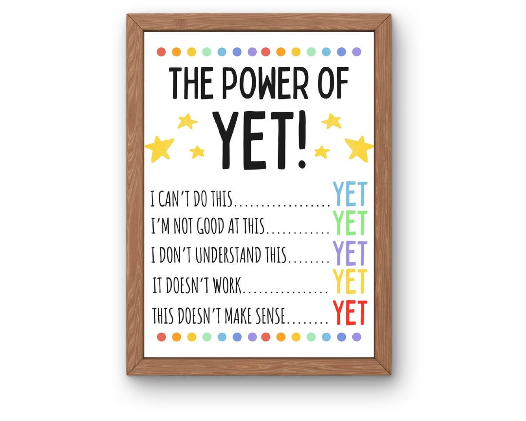 The Power of Yet, Motivational Classroom Wall Art, Inspirational Poster ...