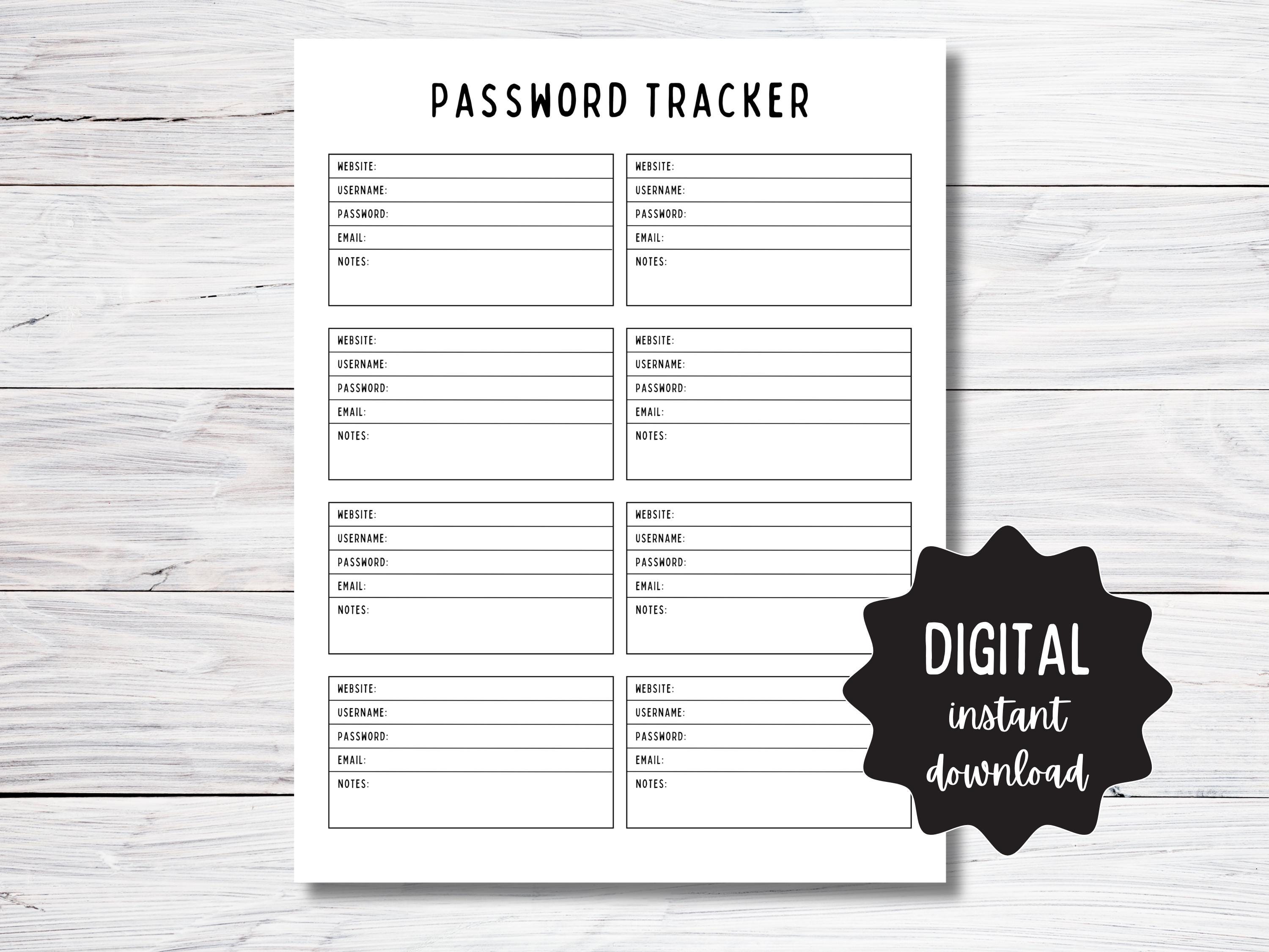 Password Tracker Printable, Password Log, Password Tracker, Password ...
