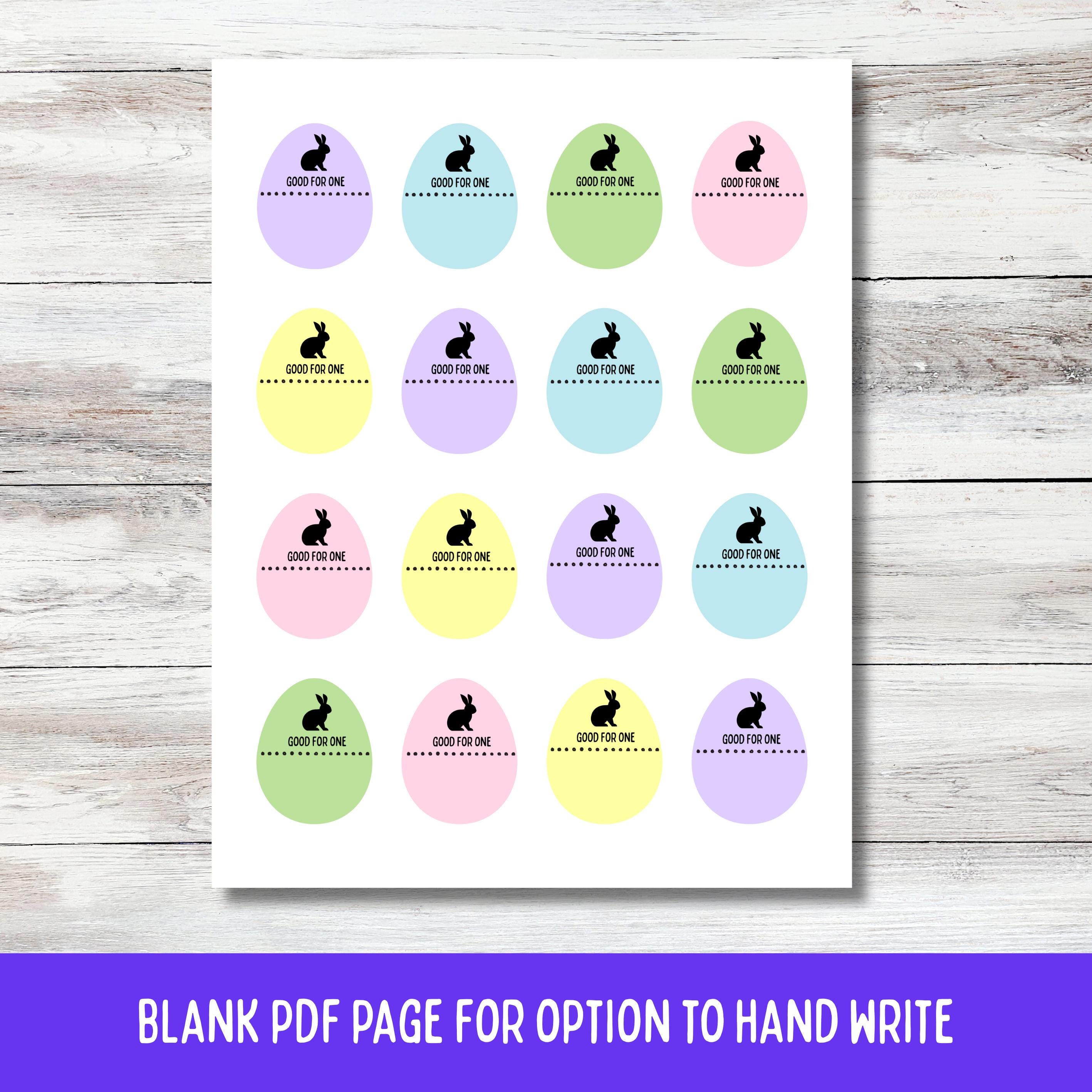 Easter Egg Coupons, Printable Easter Egg Tokens for Kids, Easter Egg ...