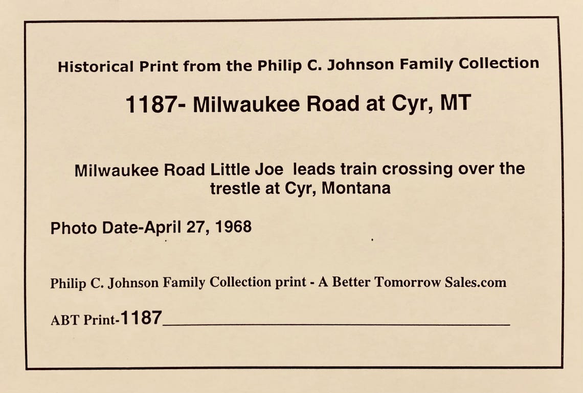 Milwaukee Road Railroad Little Joe @ Cyr Bridge,mt-philip C. Johnson Hi ...