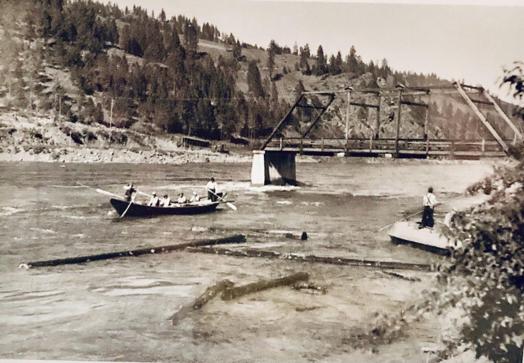 1940 Old Lewiston Bridge Washout & Manned Rowboat-lewiston, California ...