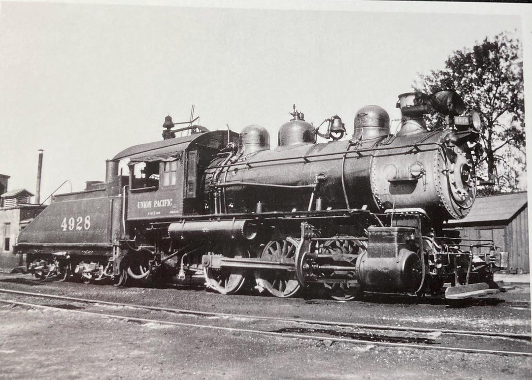 Union Pacific Locomotive #4928, Slope Back Tender, Black & White High ...