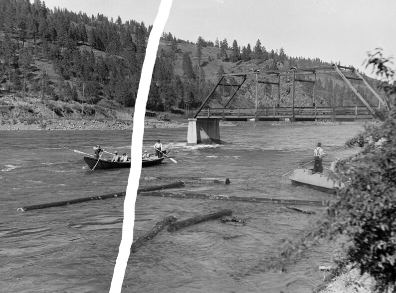 1940 Old Lewiston Bridge Washout & Manned Rowboat-lewiston, California ...