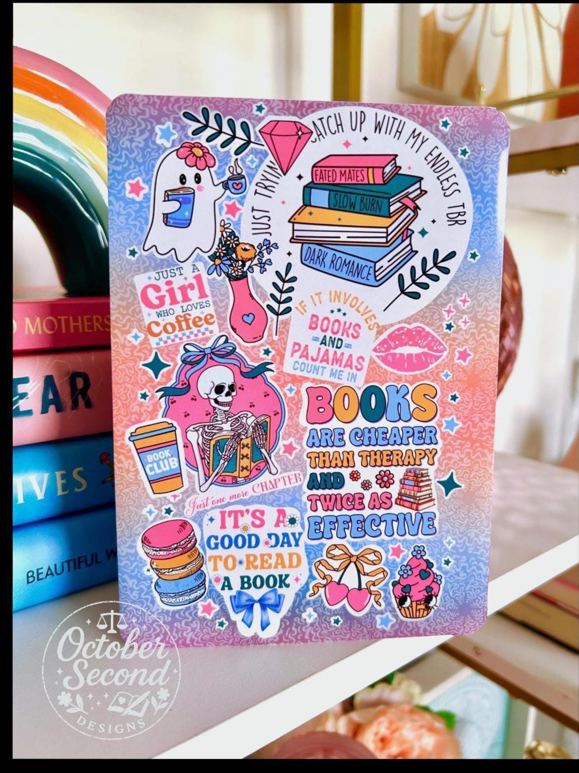 Reversible Kindle Case Insert, Pastel Ghost and Skeleton Bookish ...