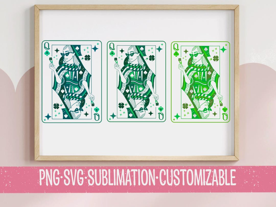 Queen of Clubs - Playing Card St Patrick's Day Cute SVG & PNG | Digital ...