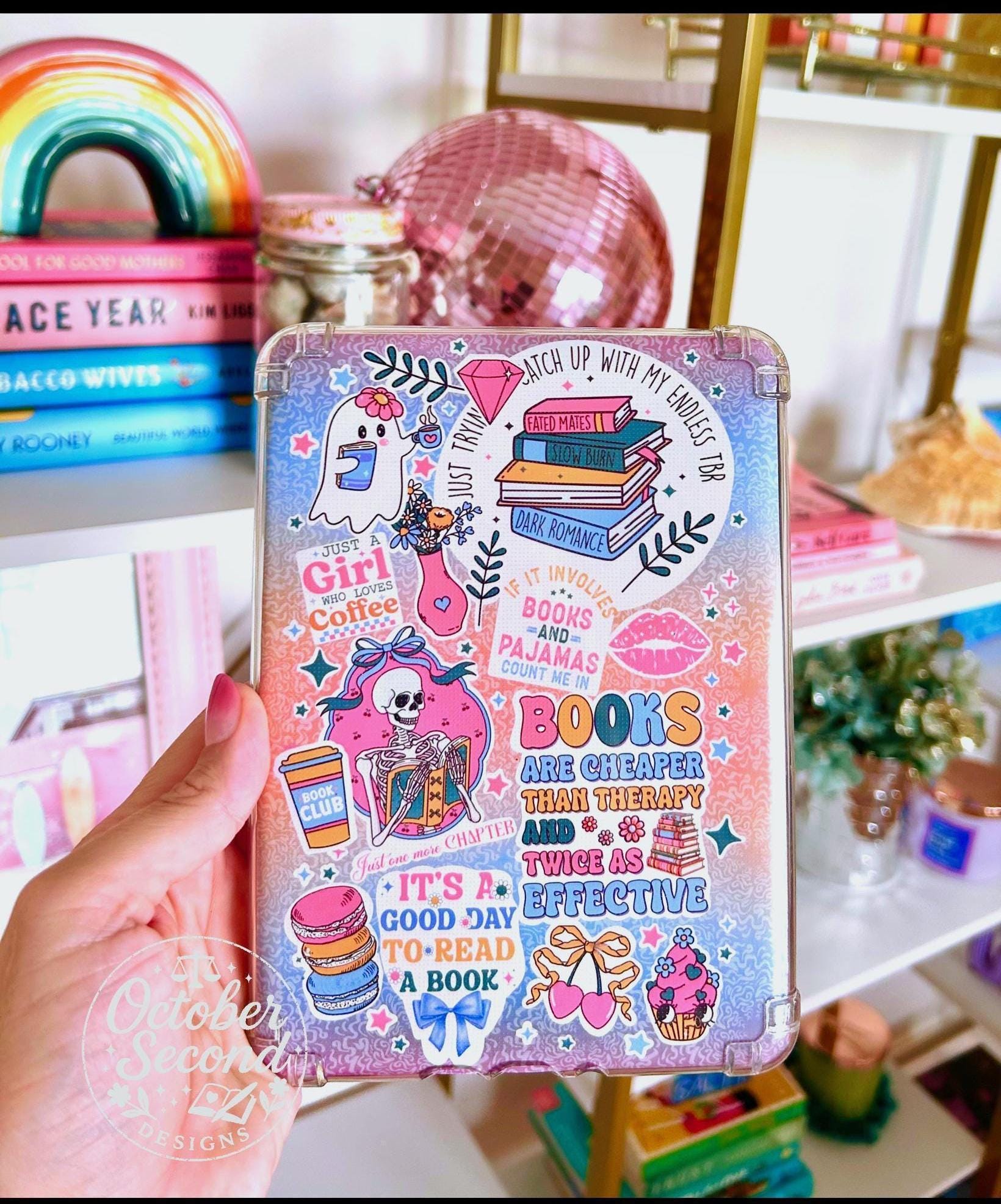 Reversible Kindle Case Insert, Pastel Ghost and Skeleton Bookish ...