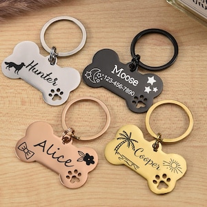 Engraved Bone Dog ID Tag: Stainless Steel Pet Tag - Etsy