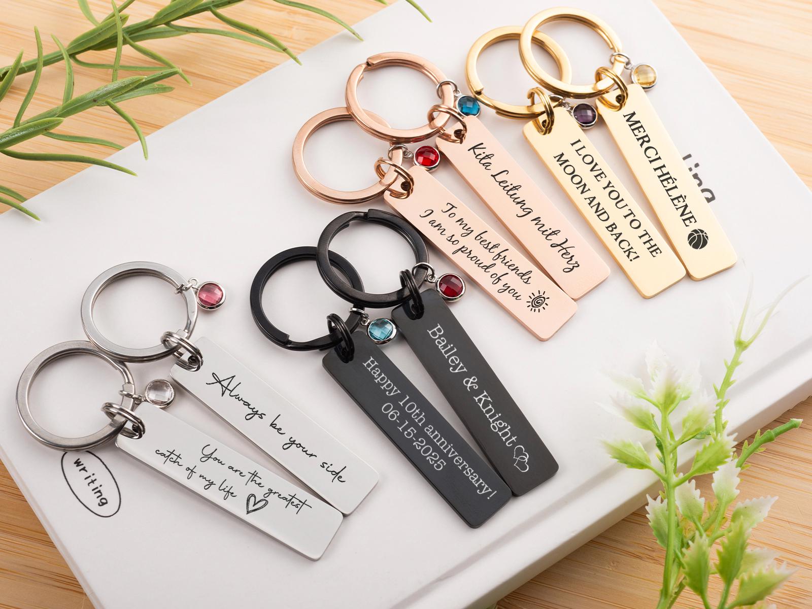 Custom Laser Engraved Stainless Steel Keychain, Personalized Gift - Etsy