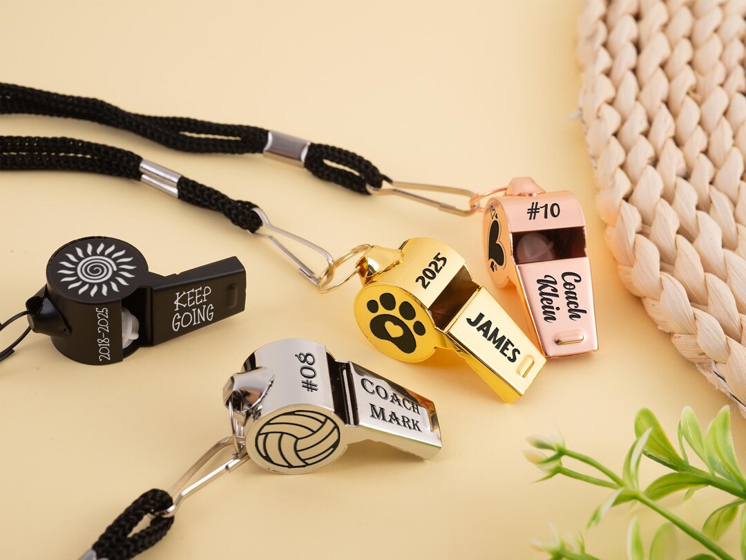Personalized Stainless Steel Whistle: Engraved Coach Gift With Lanyard ...