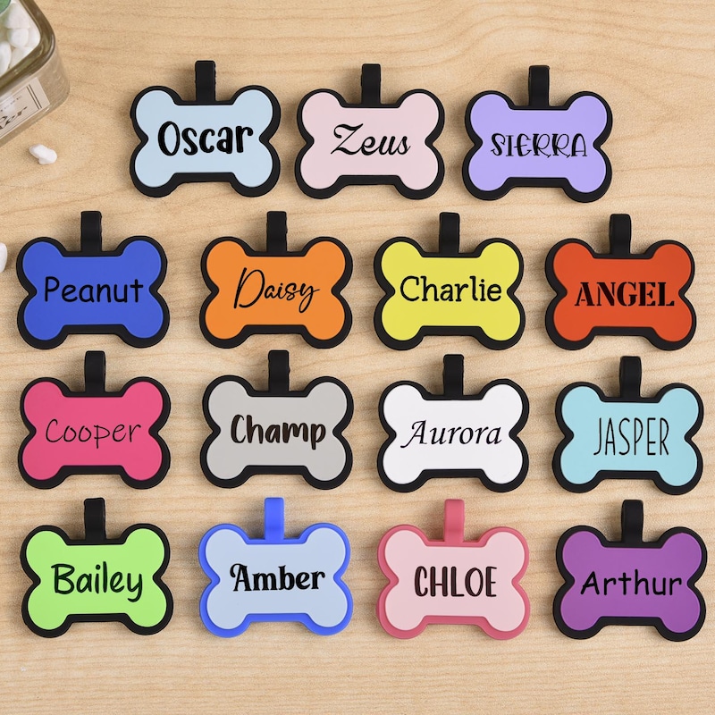 Dog Tag Bone Purple - Etsy