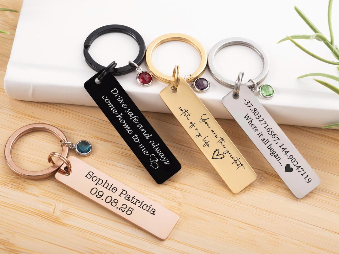 Custom Laser Engraved Stainless Steel Keychain, Personalized Gift - Etsy