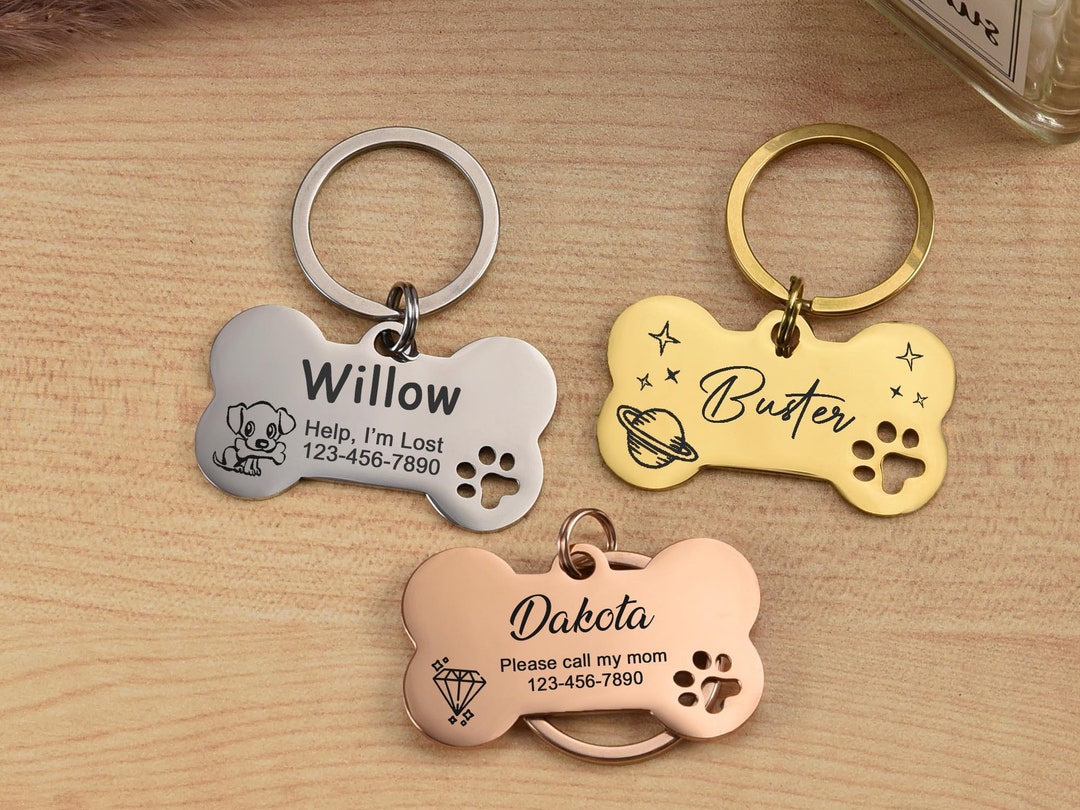 Engraved Bone Dog ID Tag: Stainless Steel Pet Tag - Etsy