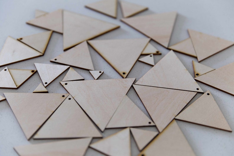 Laser Cut Wooden Triangle Pieces With or Without Holes Unfinished for ...