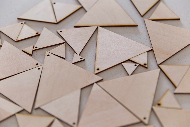 Laser Cut Wooden Triangle Pieces With or Without Holes Unfinished for ...