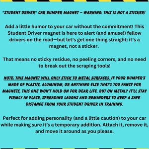 New Driver Student Driver - Funny Car Bumper Magnet - Humor - Etsy