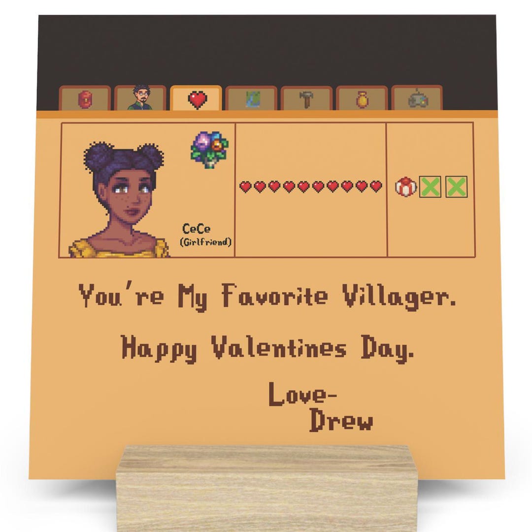 Custom Stardew Valley Inspired Relationship Screen Gallery Card With Stand - Birthdays ...