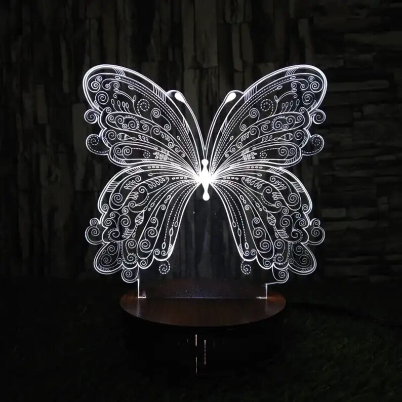 Laser Cut Butterfly 3D Optical Illusion Night Lamp Pdf-dxf-svg-aı-cdr ...