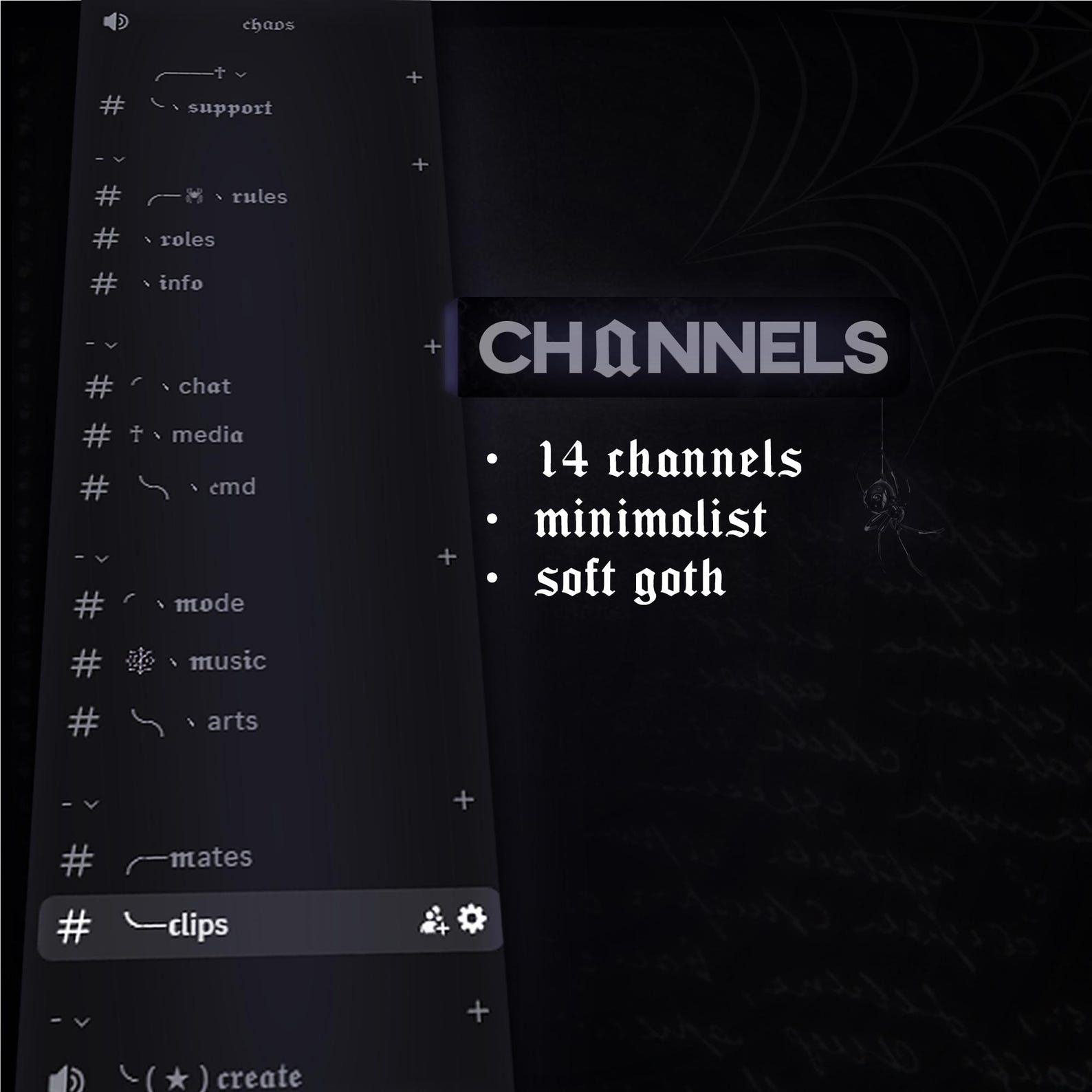 Dark Goth Template Server Discord | (emojis - Channels - Roles ...