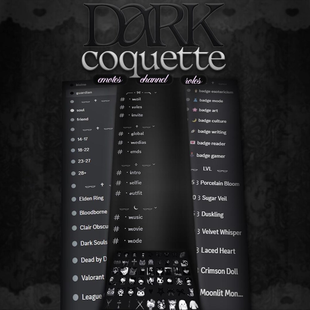 Dark Coquette Discord Server Template | (emojis - Channels - Roles ...