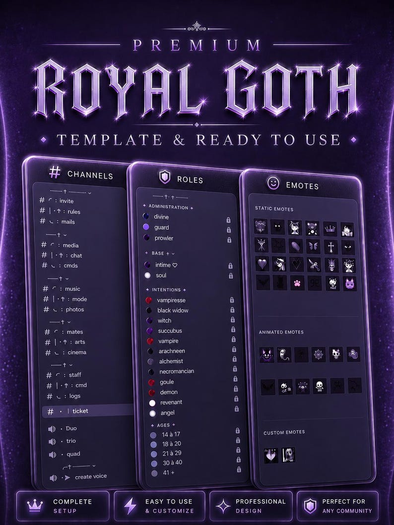 Royal Goth Discord Server Template | (emojis - Channels - Roles ...