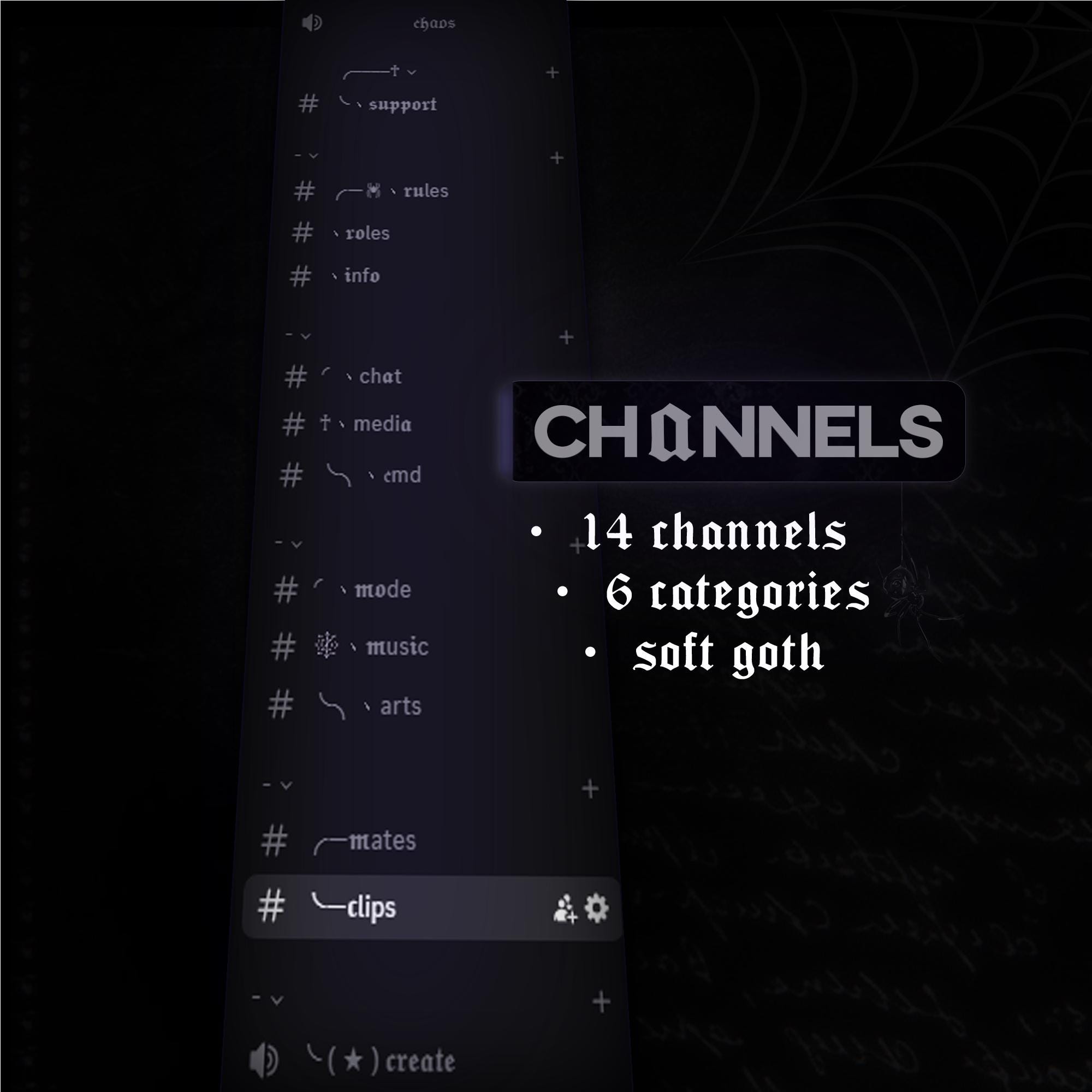 Dark Goth Template Server Discord | (emojis - Channels - Roles ...