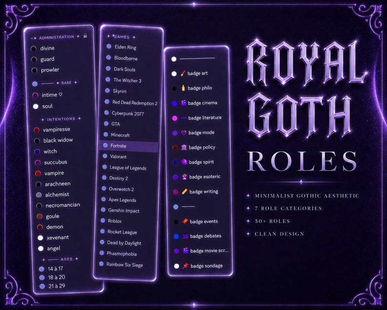 Royal Goth Discord Server Template | (emojis - Channels - Roles ...