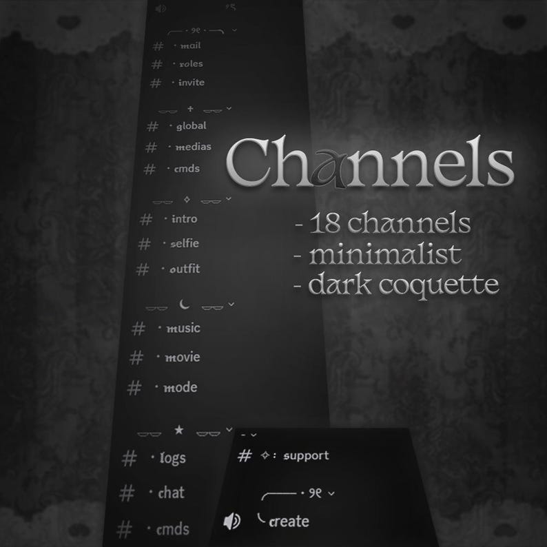 Dark Coquette Discord Server Template | (emojis - Channels - Roles ...