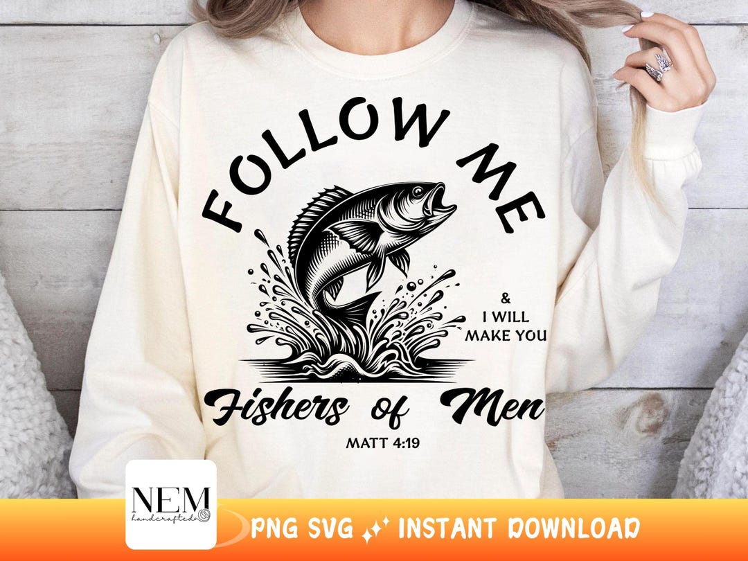 Fishers of Men SVG, Follow Me PNG, Retro Christian Sublimation, Vintage ...