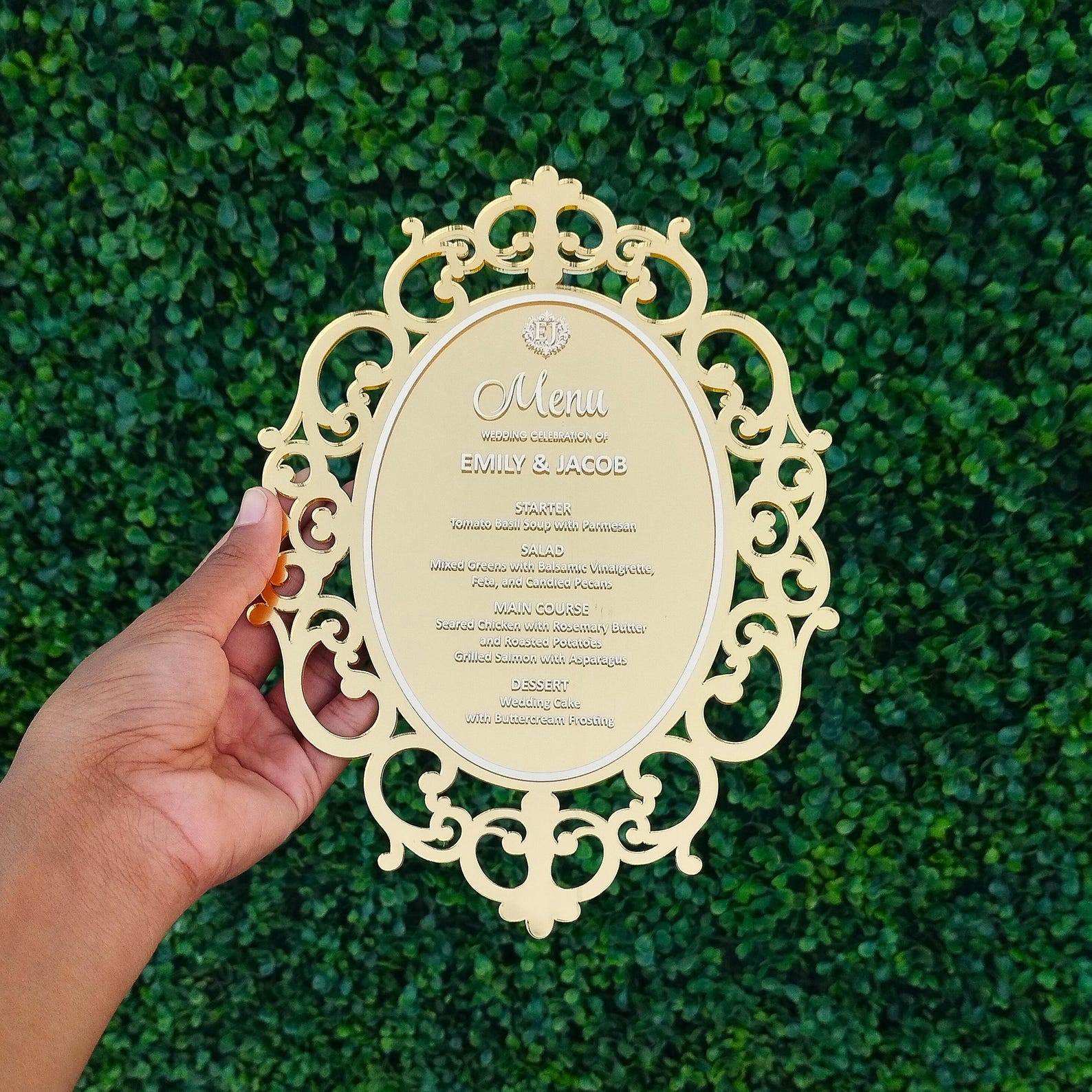 Custom Acrylic Wedding Menu Card, Elegant Modern Reception Table Decor ...
