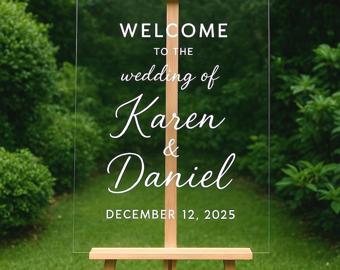Modern Acrylic Wedding Welcome Sign - Acrylic Signage - Customizable ...