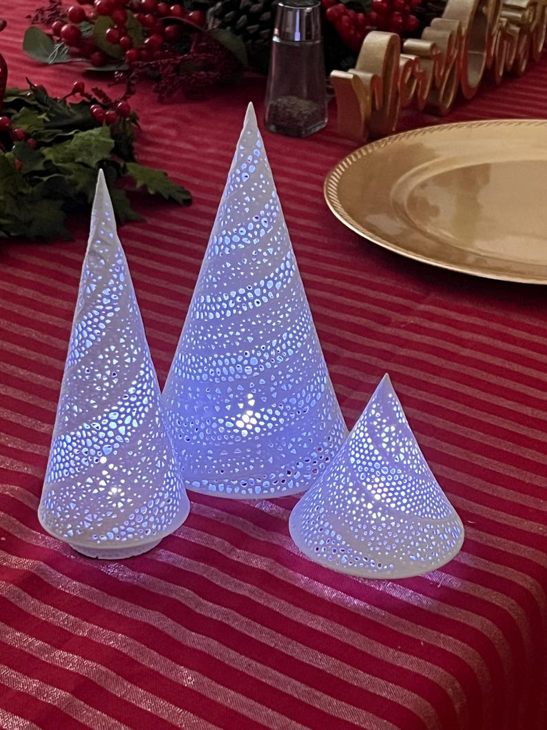 Trio of 3D Printed Christmas Tree Decorations - Etsy