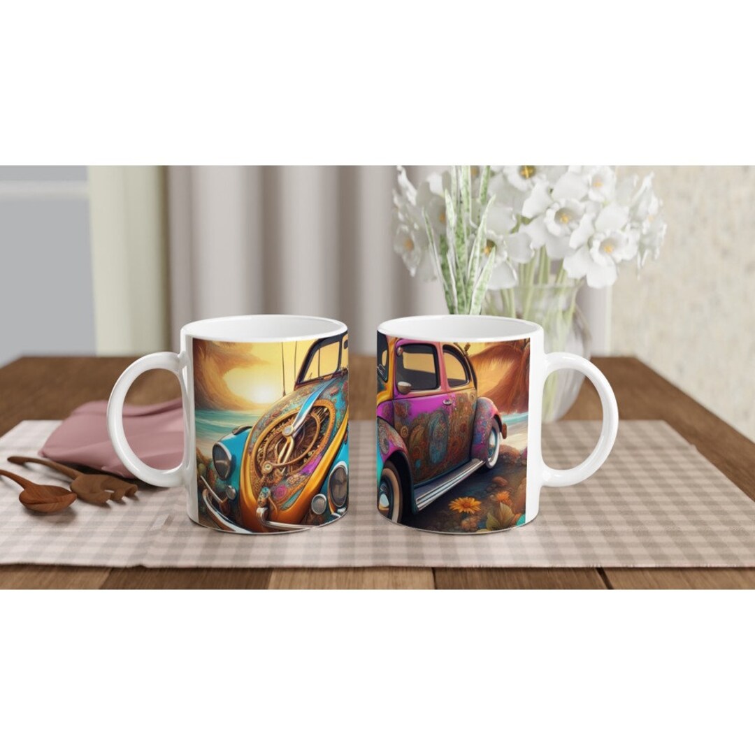 Boho VW Bug White 11oz Ceramic Mug - Etsy