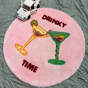 Drinky Time Tufted Rug, Handmade Cocktail Rug, Rug With Drinks, Custom ...