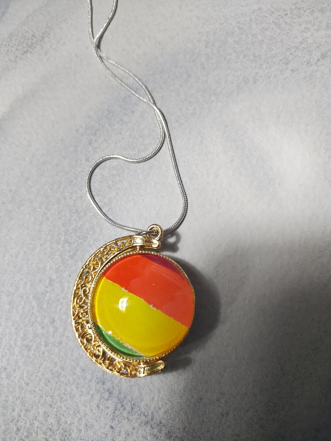 Golden Rainbow Moon - Upcycled Fidget Necklace - Etsy