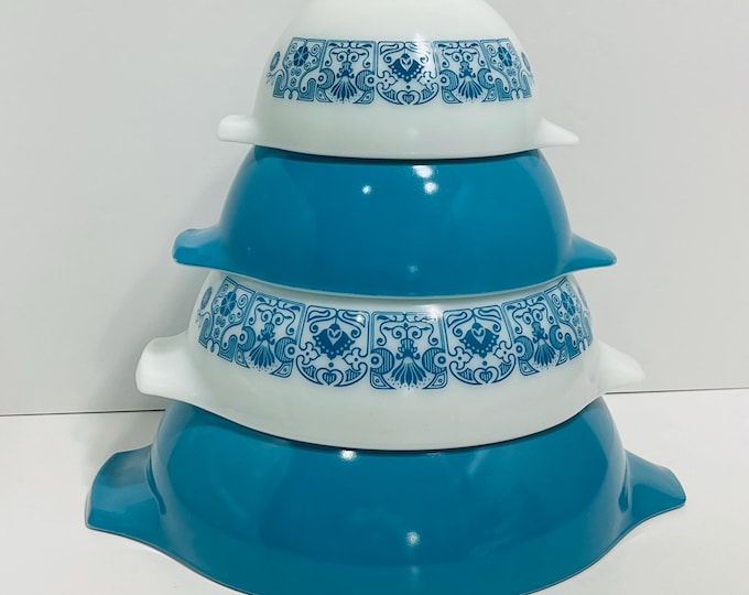 PYREX Horizon Blue Set of 3 Bowls 401 402 and 403 Vintage Pyrex Mixing ...