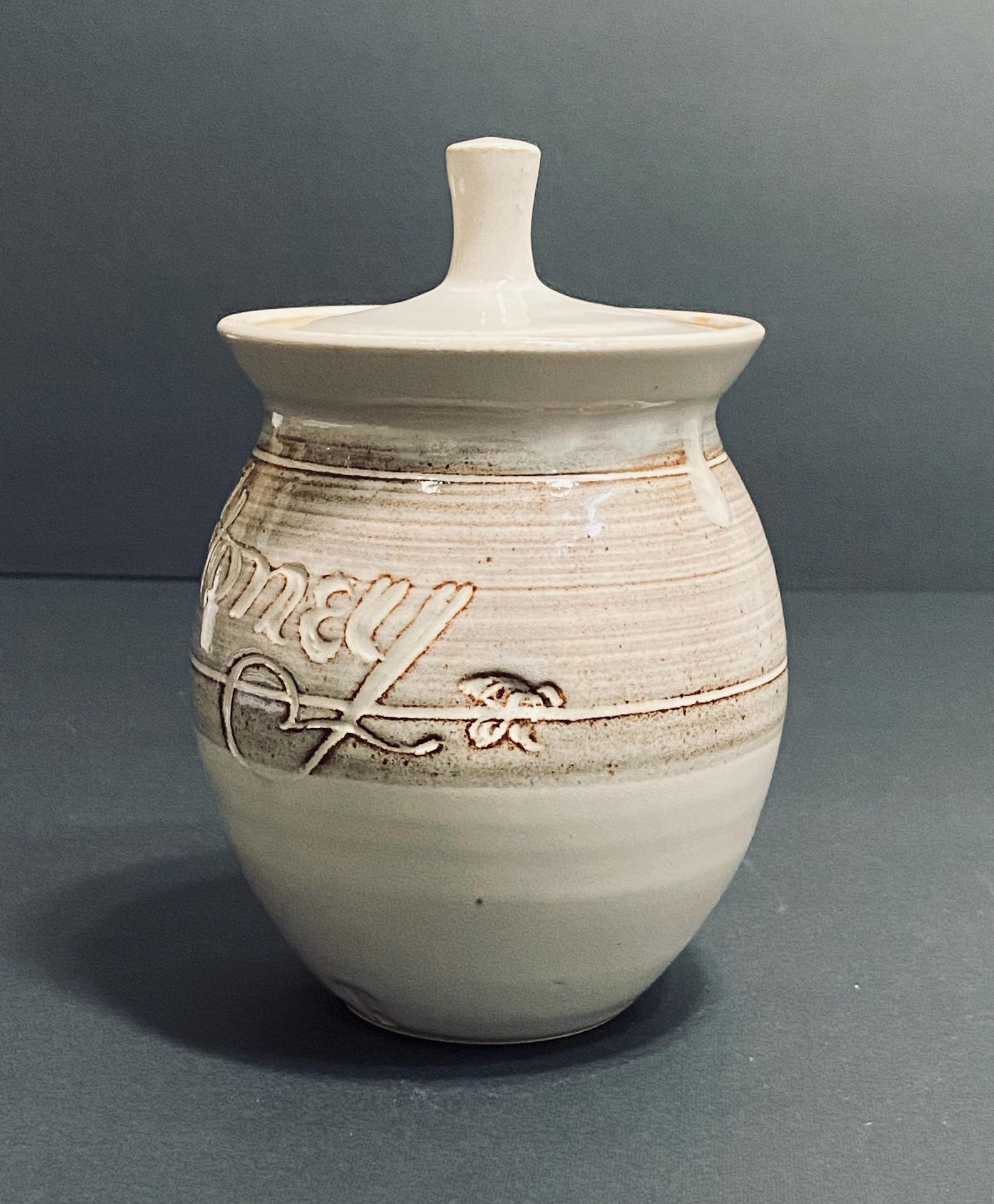 Vintage Studio Art Pottery Honey Pot With Lid Cream and Beige PEI ...
