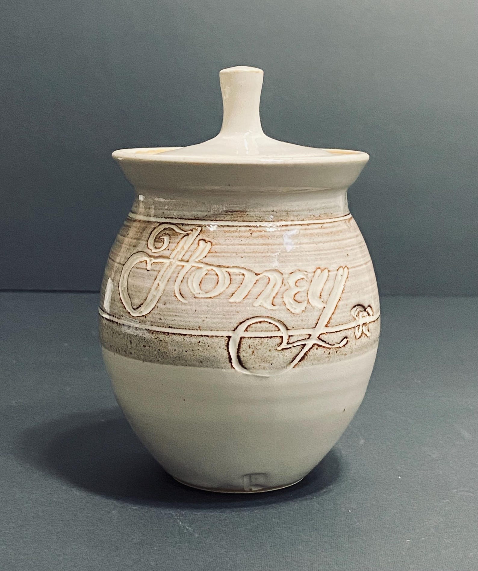 Vintage Studio Art Pottery Honey Pot With Lid Cream and Beige PEI ...