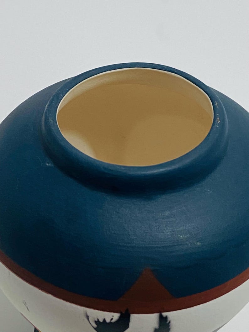 Vintage RWA Navajo Pottery Hand Painted Moose Wilderness Vase 1999 ...