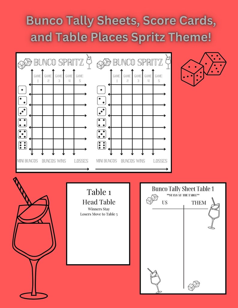 Bunco Score Sheet Spritz Theme - Etsy